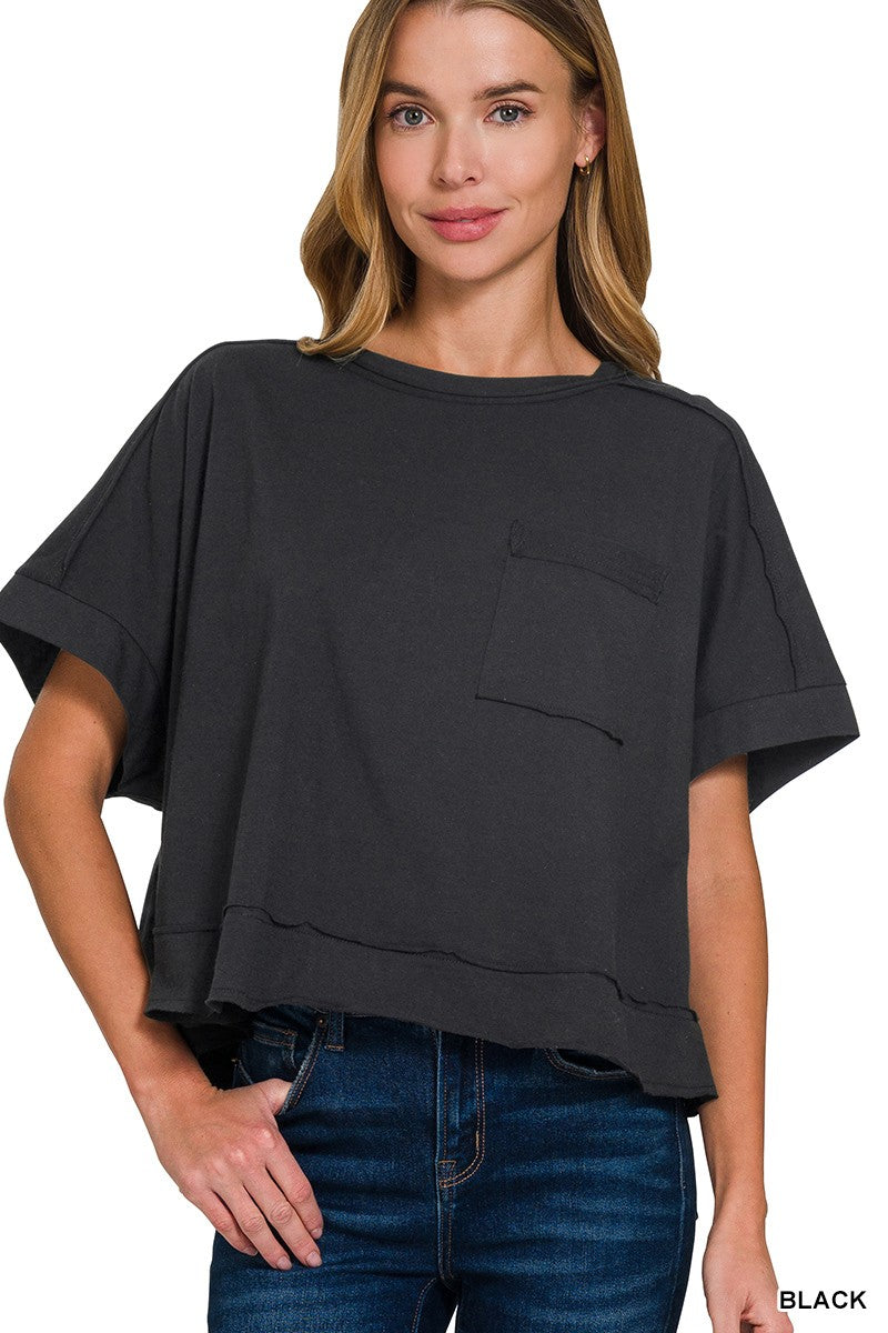 OVERSIZED CROP BOX TOP IN BLACK – The Common Sage